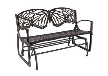 Cast Iron Butterfly Glider Bench designed by Painted Sky Designs