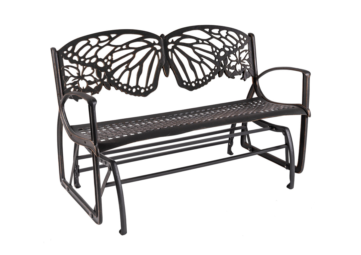 Cast Iron Butterfly Glider Bench designed by Painted Sky Designs