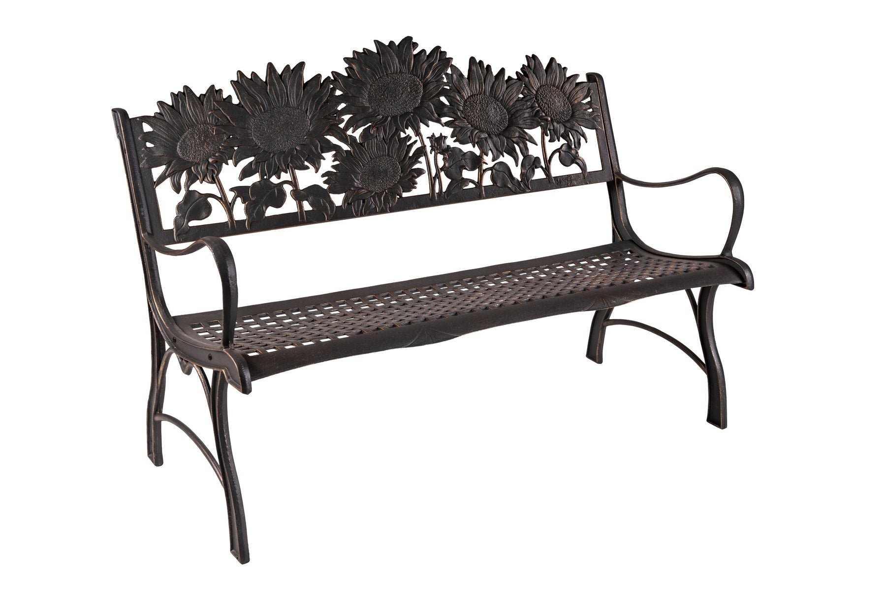 Cast Iron Sunflower Bench designed by Painted Sky Designs
